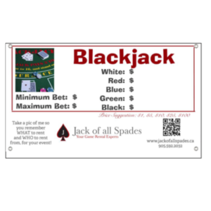 Blackjack Sign - Rent for $5 - Saves you Time and Money!