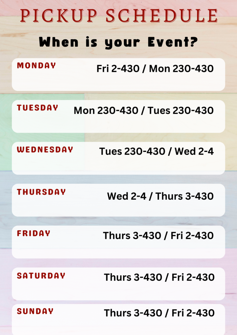 What are the Pick up Times for my Game Rentals with Jack of all Spades?